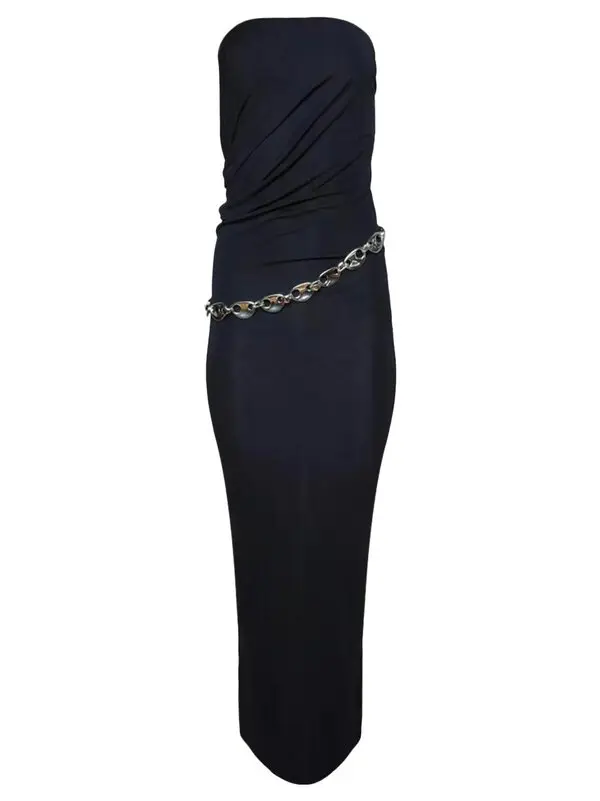 Christopher Esber Chain-detail Ruched Maxi Dress - Blue