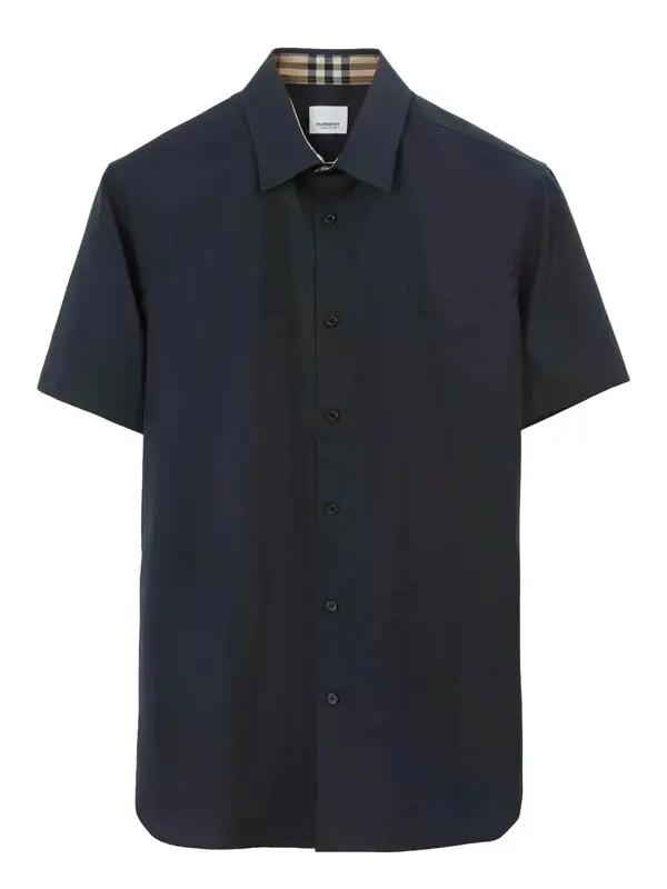 Burberry Logo-embroidered Cotton Shirt - Blue