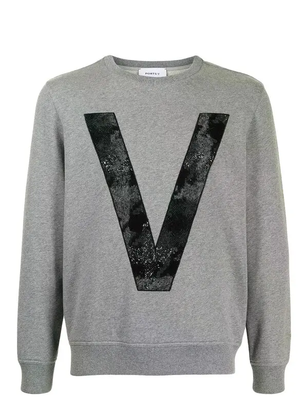 PORTS V Logo-appliqué Sweater - Grey