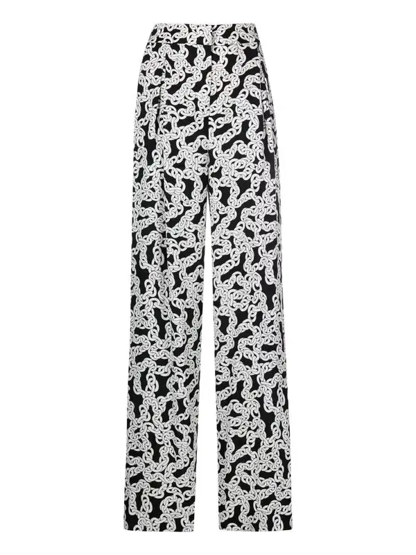 Diane Von Furstenberg Brooklyn Chain-link Print Straight-leg Trousers - Black