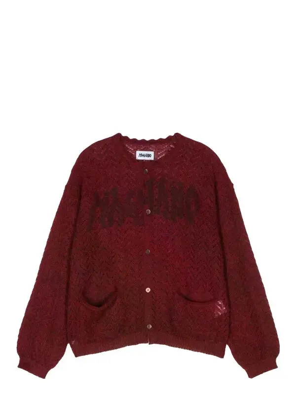 MAGLIANO Logo-detailed Crochet Knit Cardigan - Red