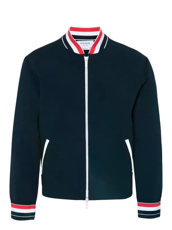 Thom Browne Rwb-stripe Bomber Jacket - Blue