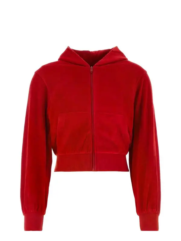 Balenciaga Rhinestone-logo Zipped Hoodie - Red