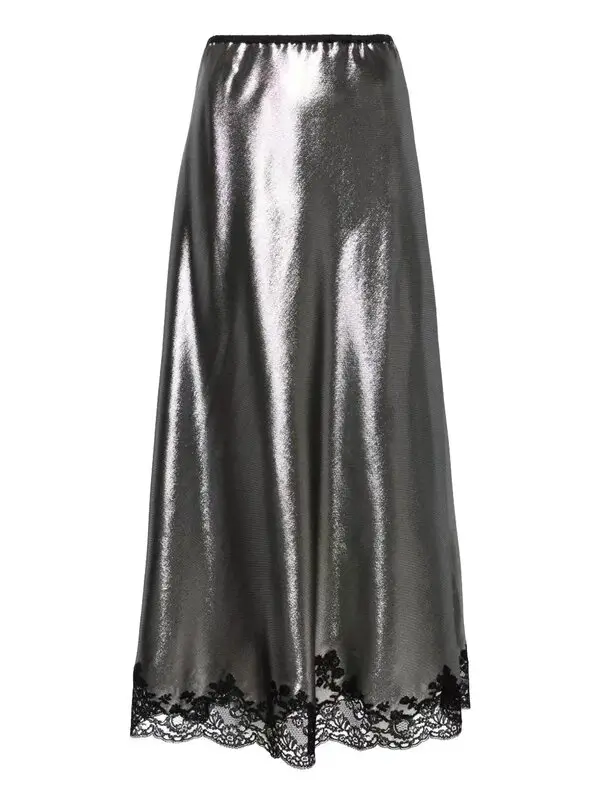 Carine Gilson Lace-trim Lurex Maxi Skirt - Silver