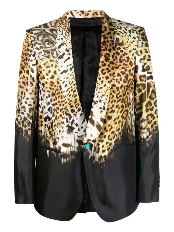 Roberto Cavalli Leopard-print Silk Blazer - Neutrals