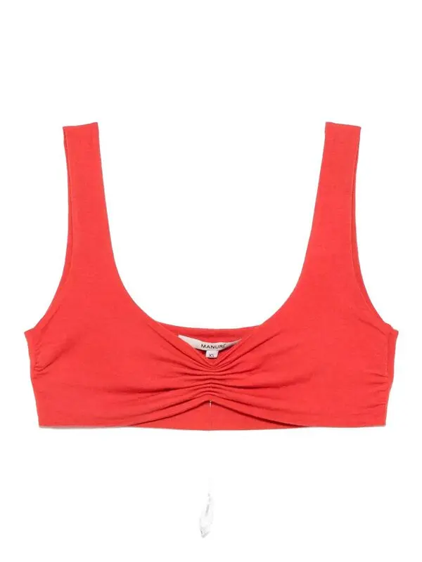 MANURI Gathered Cropped Top - Red
