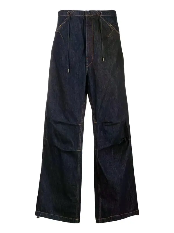 DARKPARK Daisy Contrast-stitching Wide Leg Jeans - Blue