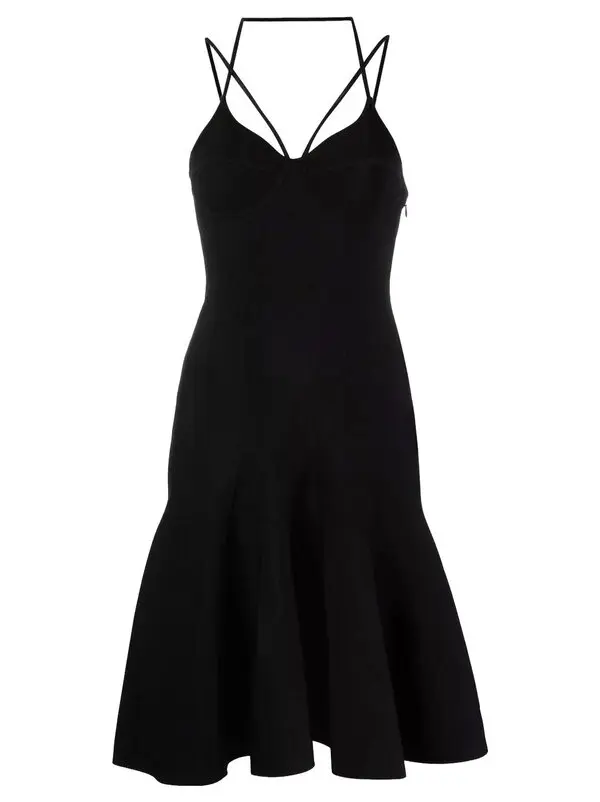 Alexander McQueen Fluted Mini Dress - Black