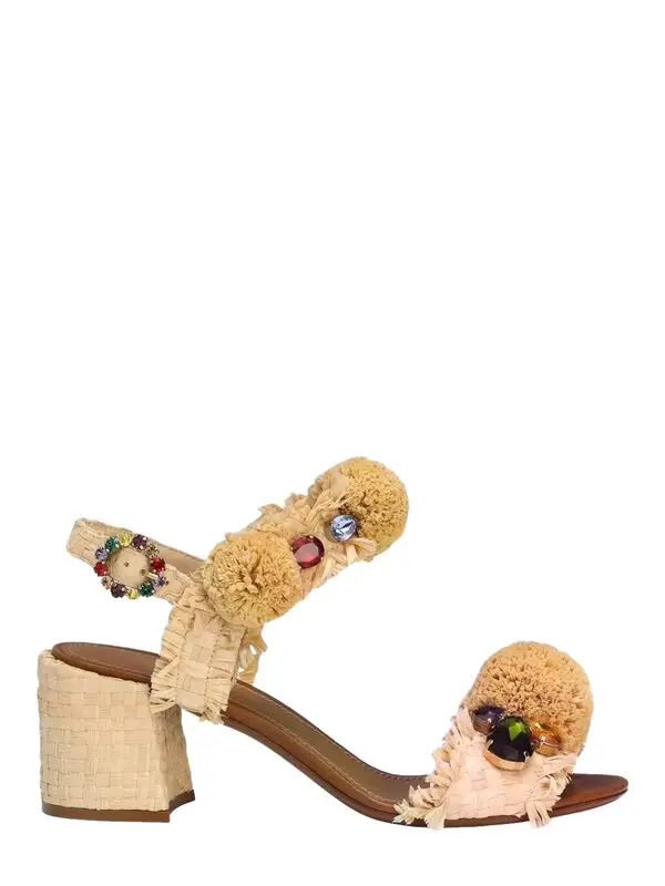 Dolce & Gabbana Pompom-detail Sandals - Neutrals