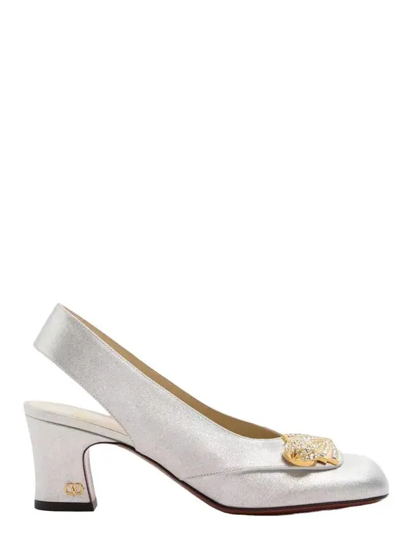 Valentino Garavani 60mm Adamantine Heeled Pumps With Vlogo Signature - Silver