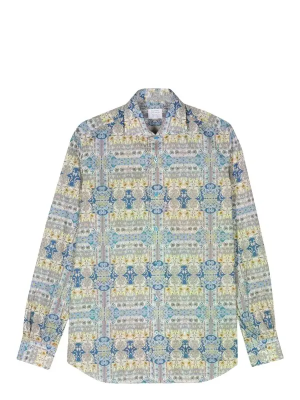 MAZZARELLI Floral-print Cotton Shirt - Blue