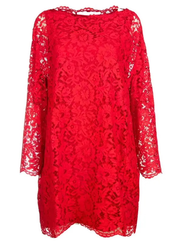 Valentino Garavani Floral-lace Mini Dress - Red