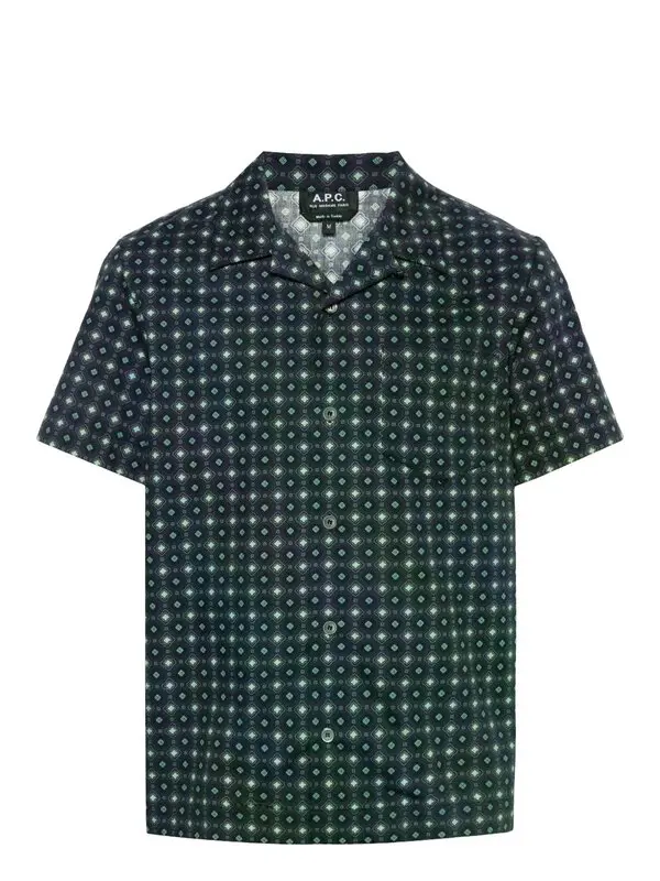 A.p.c. Lloyd Geometric-print Cotton Shirt - Blue
