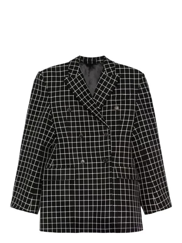 Wardrobe.NYC Check-pattern Double-breasted Blazer - Black