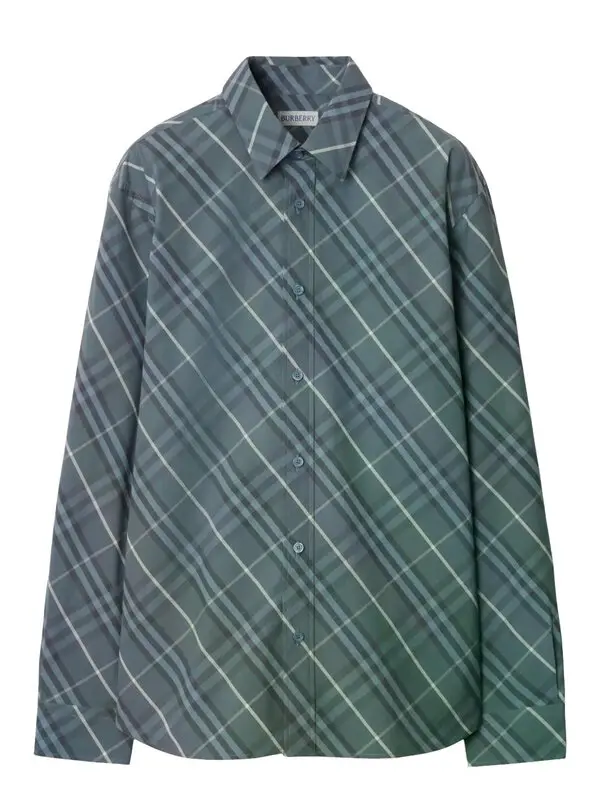 Burberry Checkered Cotton Shirt - Blue