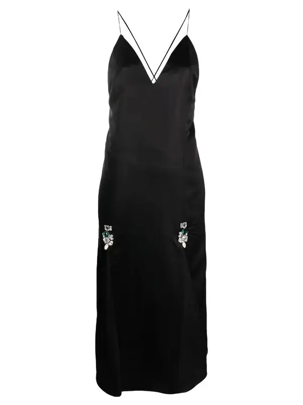 WALES BONNER Crystal-embellished Satin Dress - Black