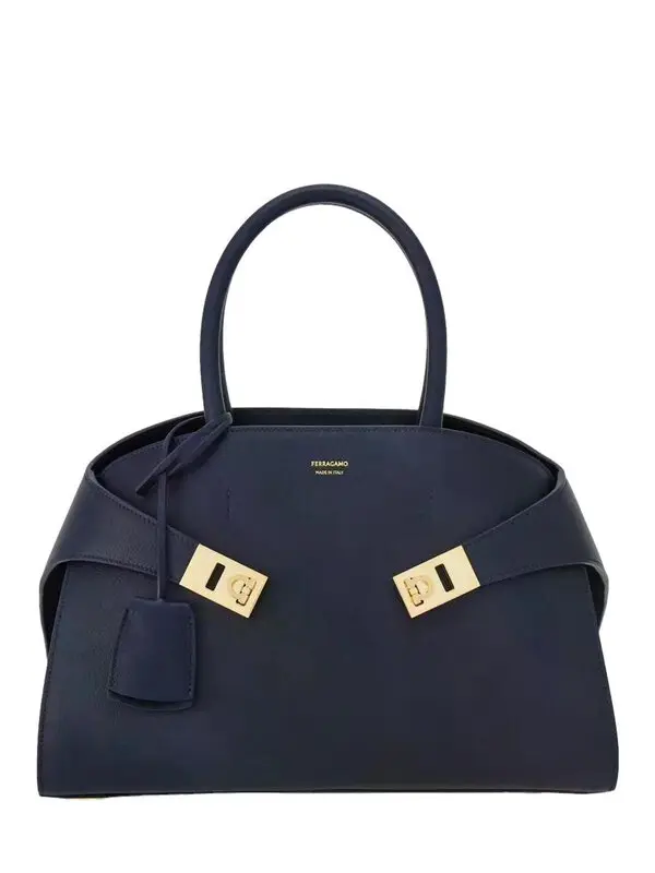 FERRAGAMO Medium Leather Tote Bag - Blue