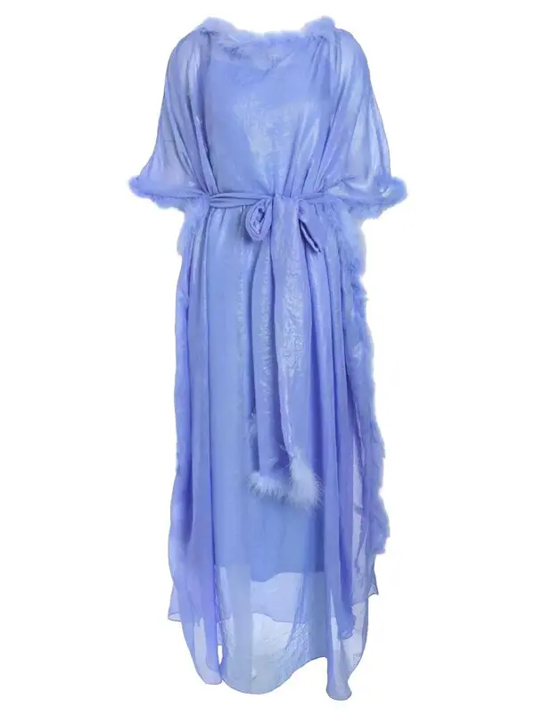 BARUNI Feather-trim Maxi Dress - Blue