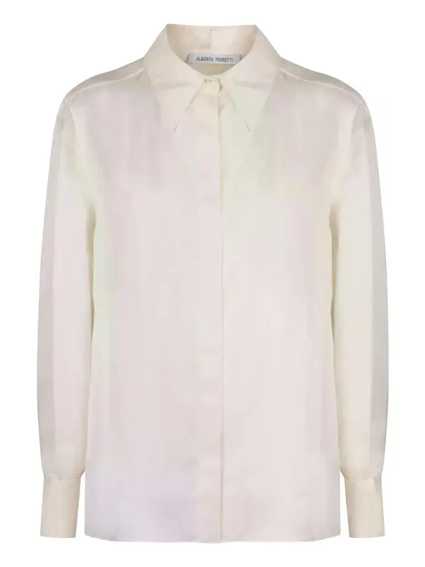 Alberta Ferretti Silk Button-down Shirt - Neutrals