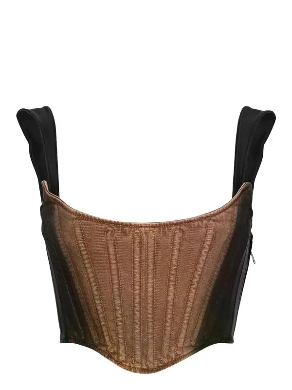 MUGLER Denim Cropped Corset - Black