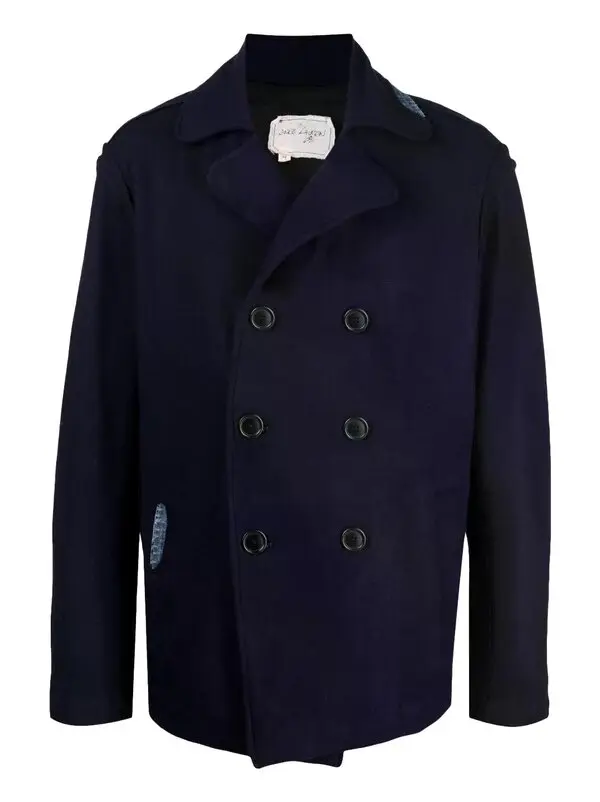 GREG LAUREN Denim-patch Double-breasted Jacket - Blue