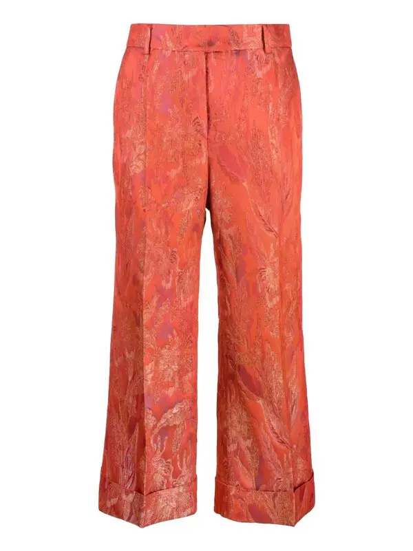 Alberto Biani Cropped Jacquard Trousers - Red