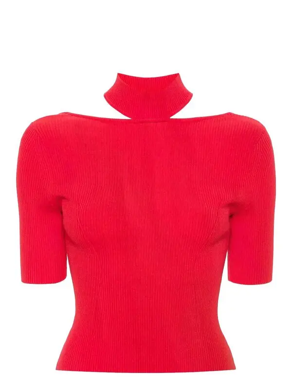 Cult Gaia Brianna Ribbed Knitted Top - Red