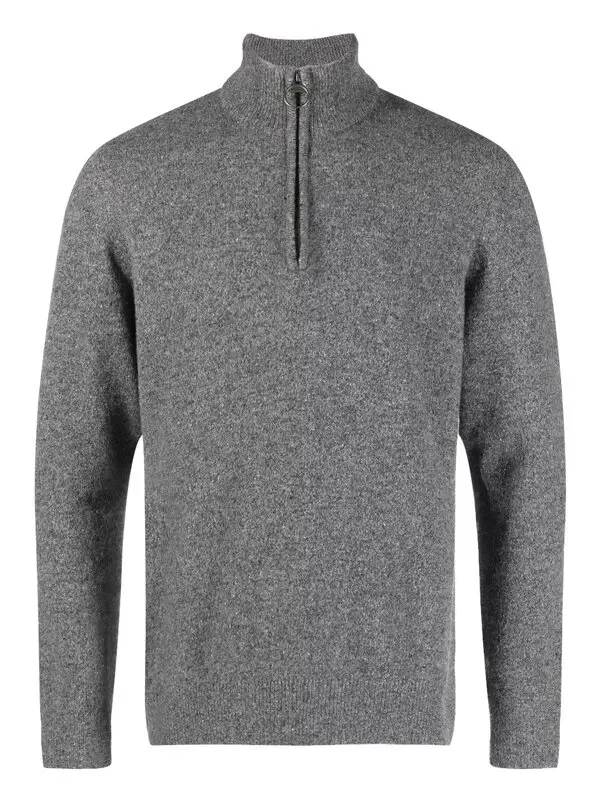 Barbour Melange-effect Half-zip Sweater - Grey