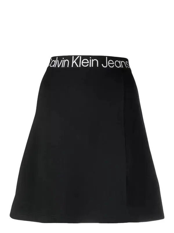 Calvin Klein Logo Waistband Straight Skirt - Black