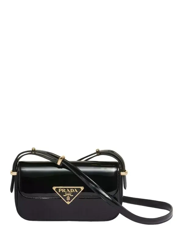 Prada Logo-plaque Leather Shoulder Bag - Black