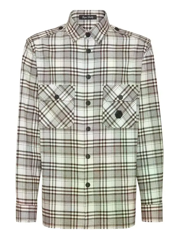 Philipp Plein Skull&bones-print Checked Shirt - Neutrals