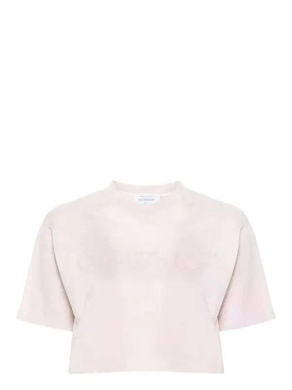 Off-White Rubberised-logo Cropped T-shirt - Pink
