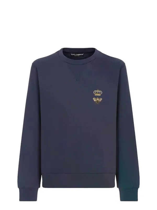 Dolce & Gabbana Bee-embroidered Cotton Sweatshirt - Blue