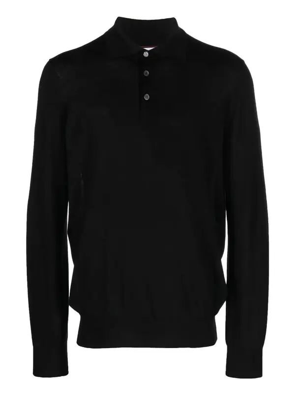 Brunello Cucinelli Long-sleeve Virgin Wool Polo Shirt - Black