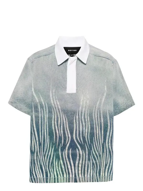 BOTTER Graphic-print Organic Cotton Polo Shirt - Blue