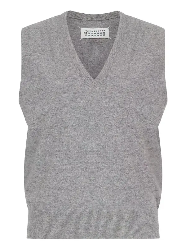 MAISON MARGIELA Virgin Wool V-neck Vest - Grey