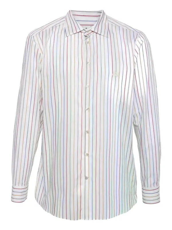 Etro Pegaso Striped Cotton Shirt - Neutrals