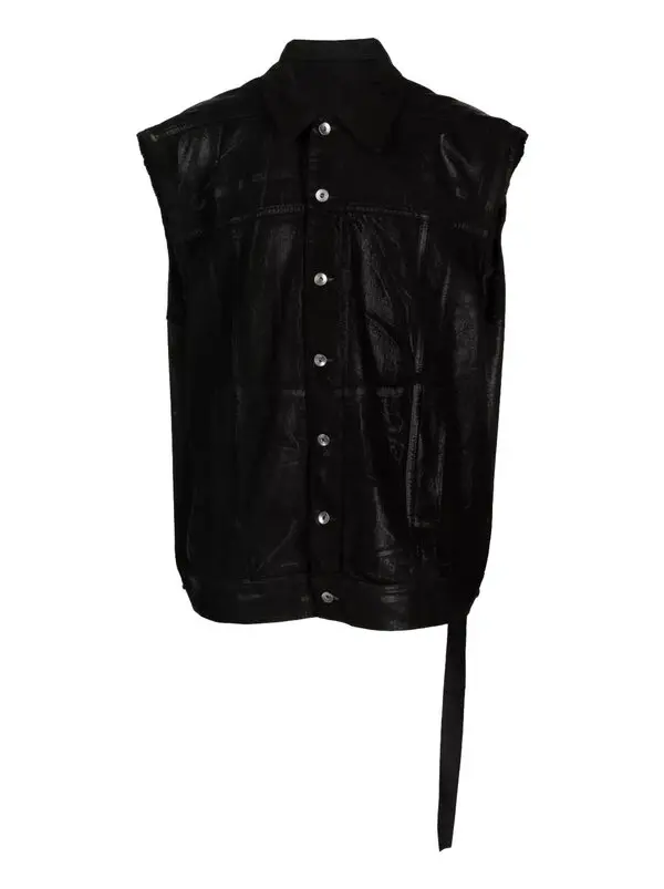 Rick Owens Sleeveless Wax-coated Cotton Vest - Black