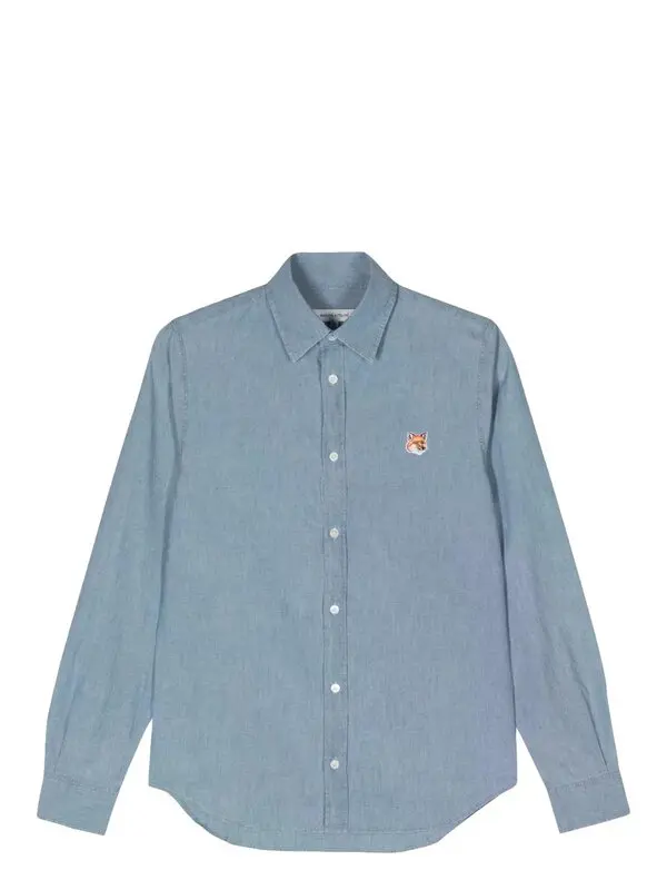 Maison Kitsuné Fox Head-patch Cotton Shirt - Blue