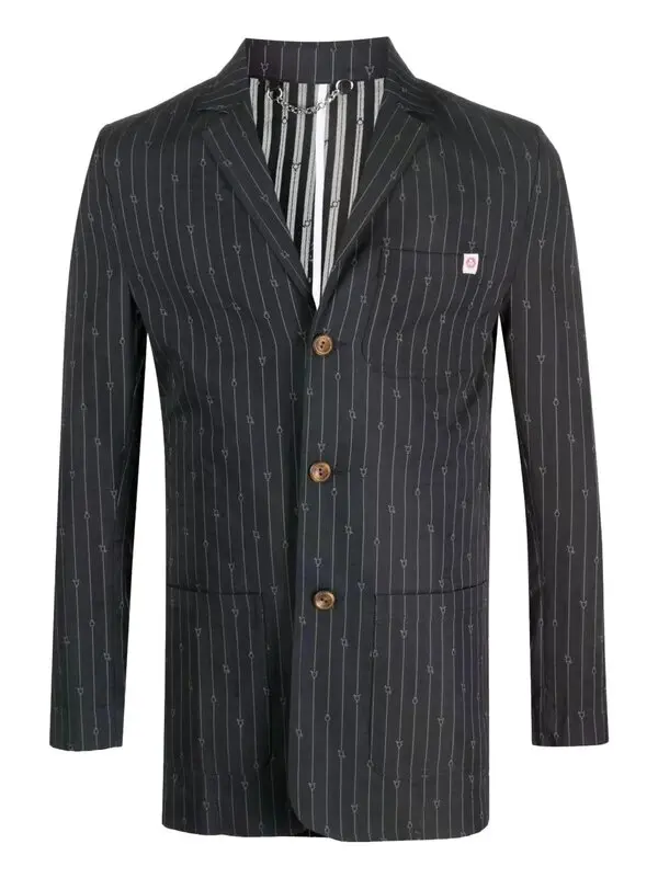 CHARLES JEFFREY Pinstripe Wool-blend Single-breasted Blazer - Blue