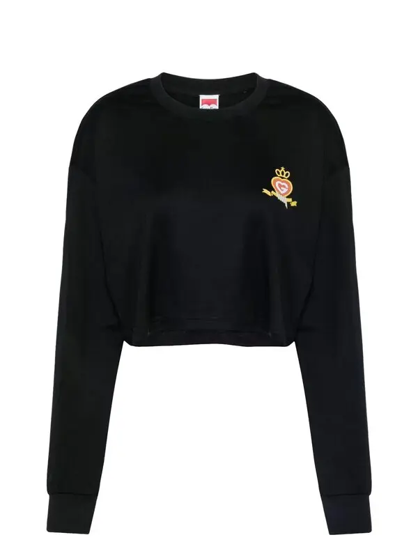 GROUND ZERO Logo-print Cropped Sweatshirt - Black