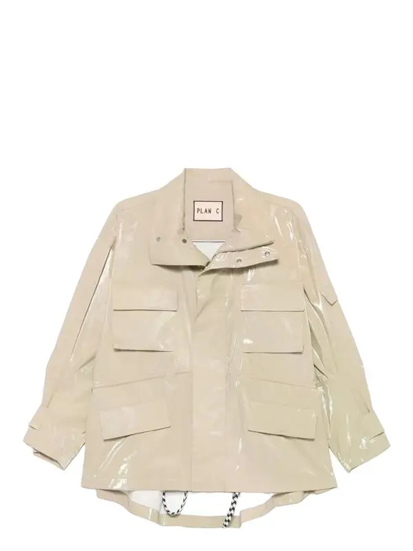 Plan C Glossy Cotton Jacket - Neutrals