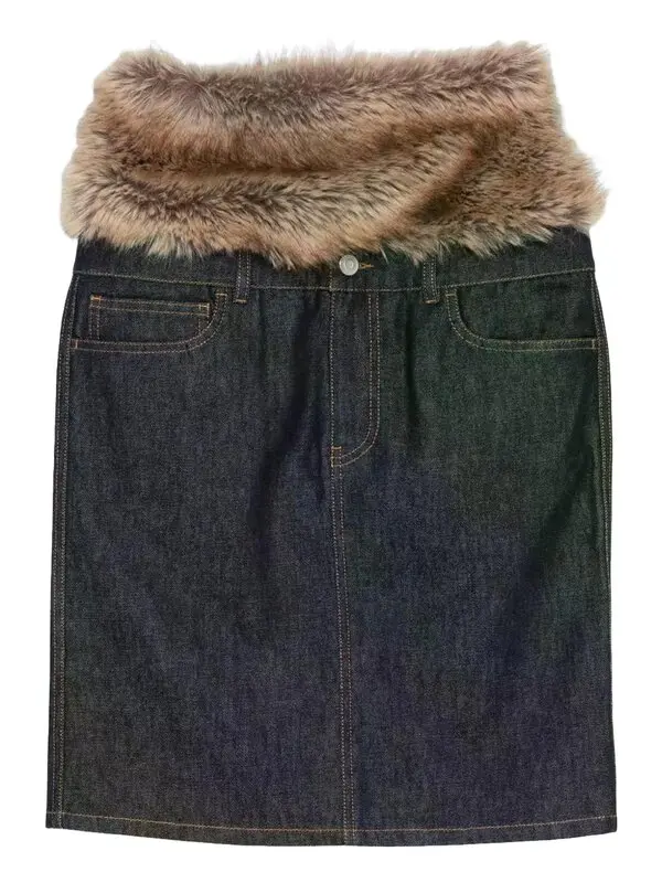 Coperni Faux-fur Hybrid Midi Skirt - Blue