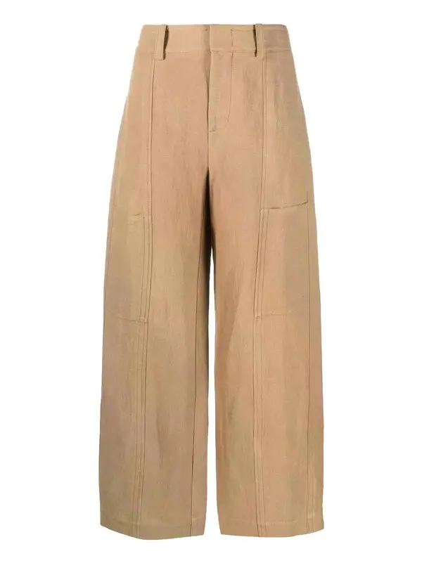 Vince One-tone Patch Wide-leg Trousers - Brown