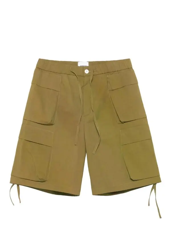 BONSAI Crinkled Cotton-blend Cargo Shorts - Green