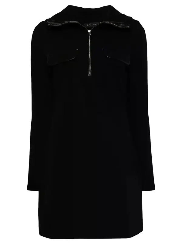 TOUT A COUP Half-zip Mini Dress - Black