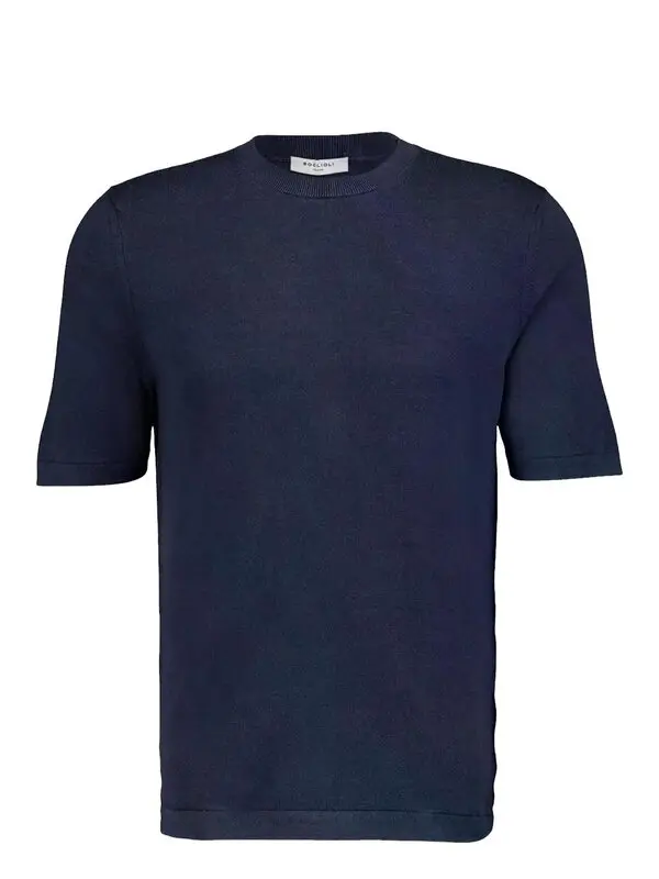 Boglioli Crew-neck Silk-cotton Blend T-shirt - Blue