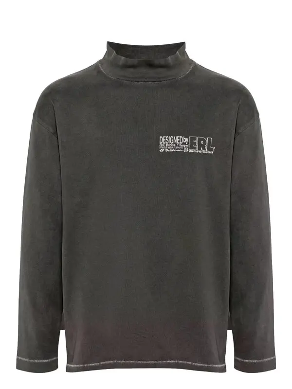 ERL Logo-print Turtleneck T-shirt - Grey