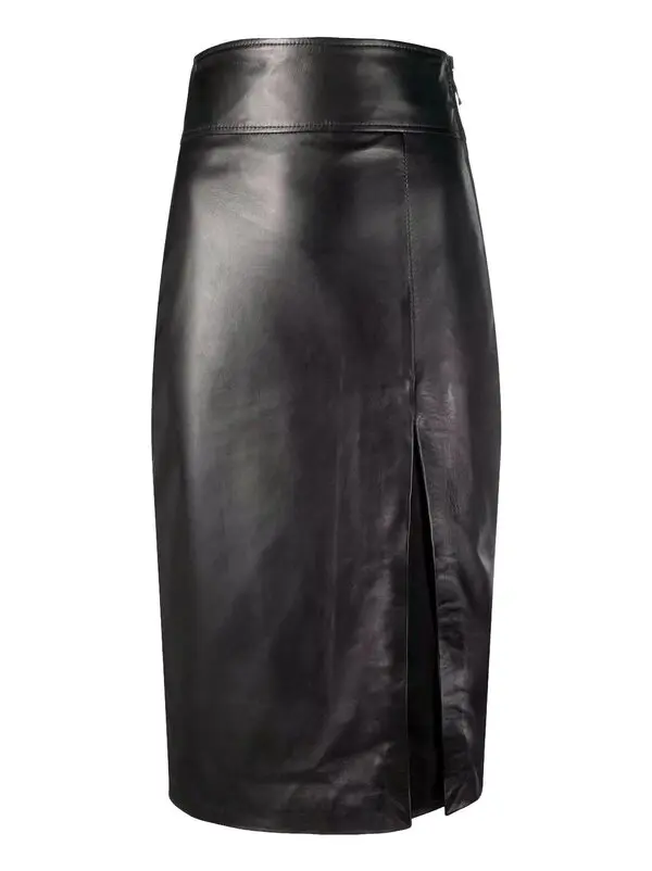 MANOKHI Laura Leather Pencil Skirt - Black