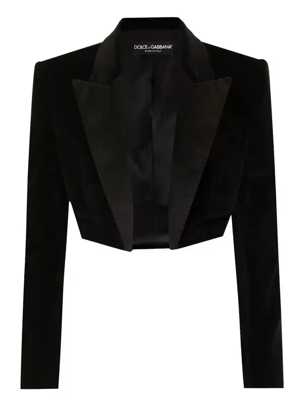 Dolce & Gabbana Velvet Cropped Blazer - Black